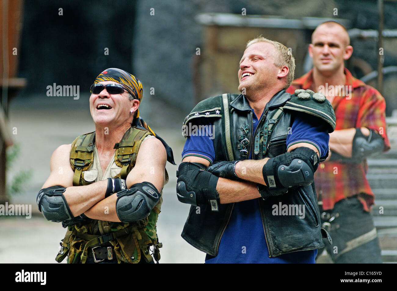 Stuntmen, actors of Bartertown stunt show, Babelsberg Filmpark, Potsdam ...