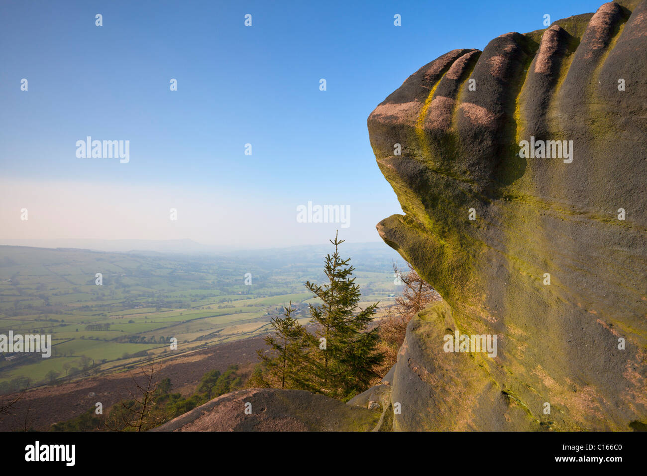 Gritstone rock formation in the Roaches Staffordshire England UK GB EU ...