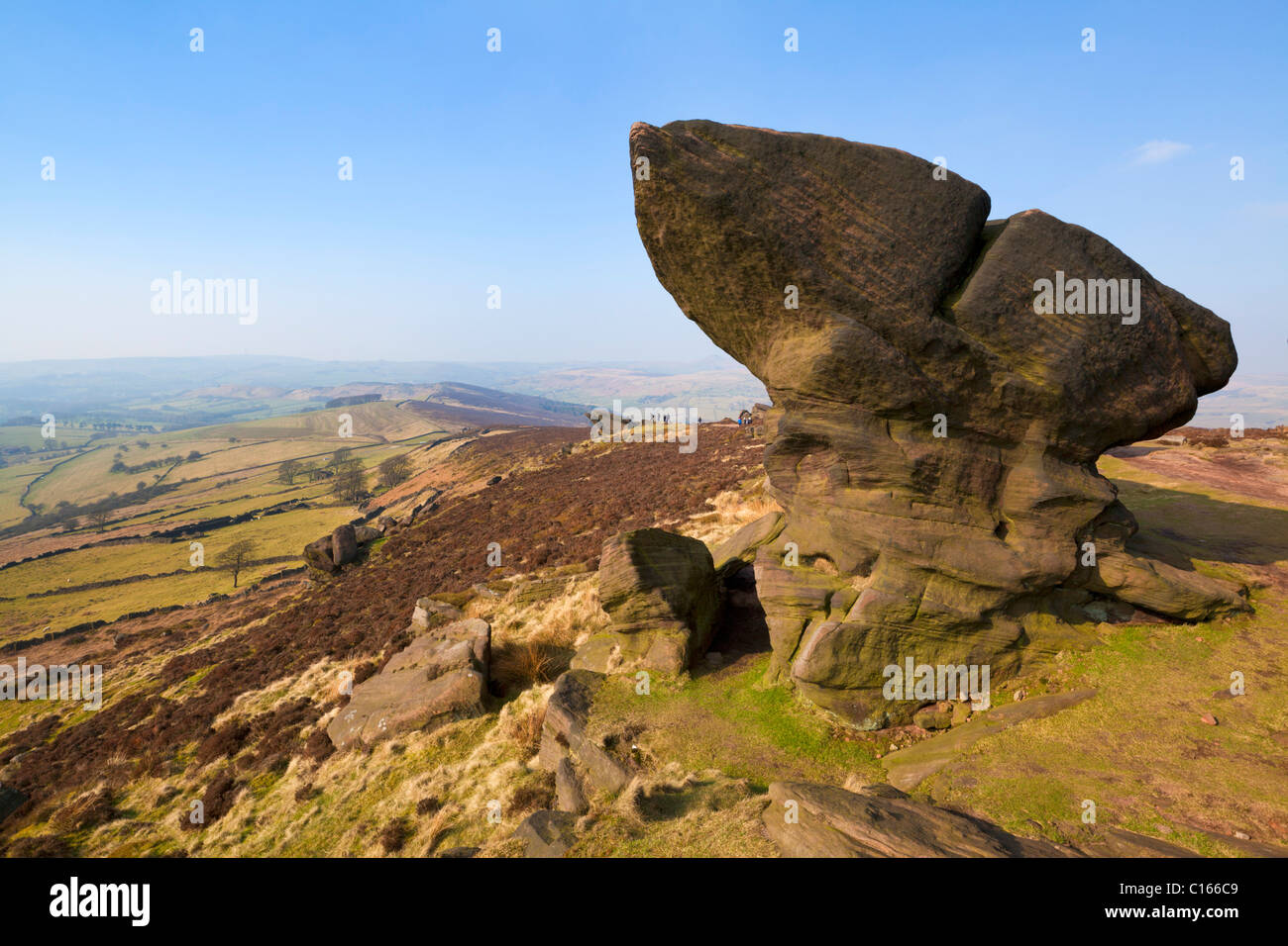 Gritstone rock formation in the Roaches Staffordshire England UK GB EU ...