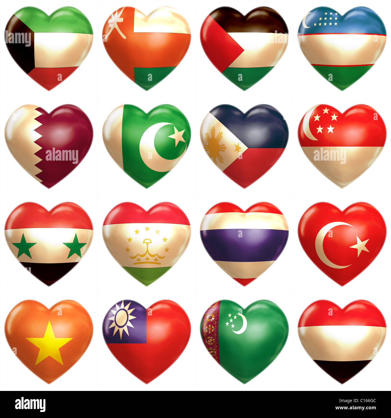 Asian Hearts set isolated on white Stock Photo - Alamy