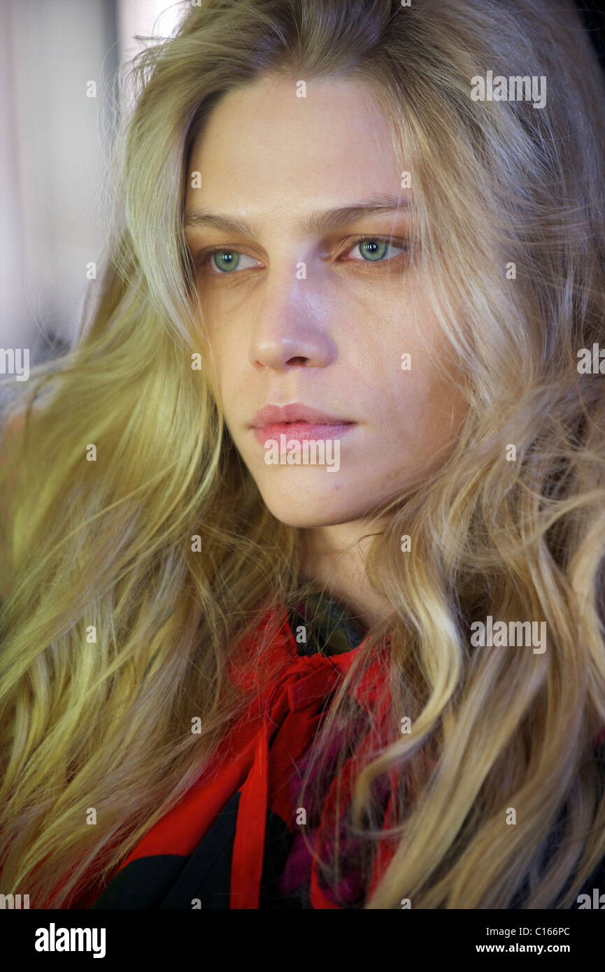 Models are styled backstage before the Matthew Williamson autumn 2011 ...