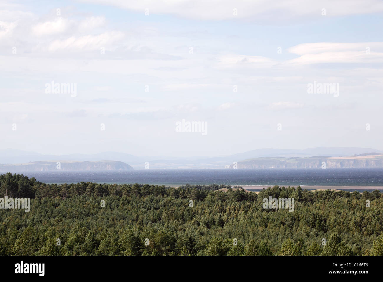 View over the forest from Hill 99 in the Culbin Forest, , Scotland ...