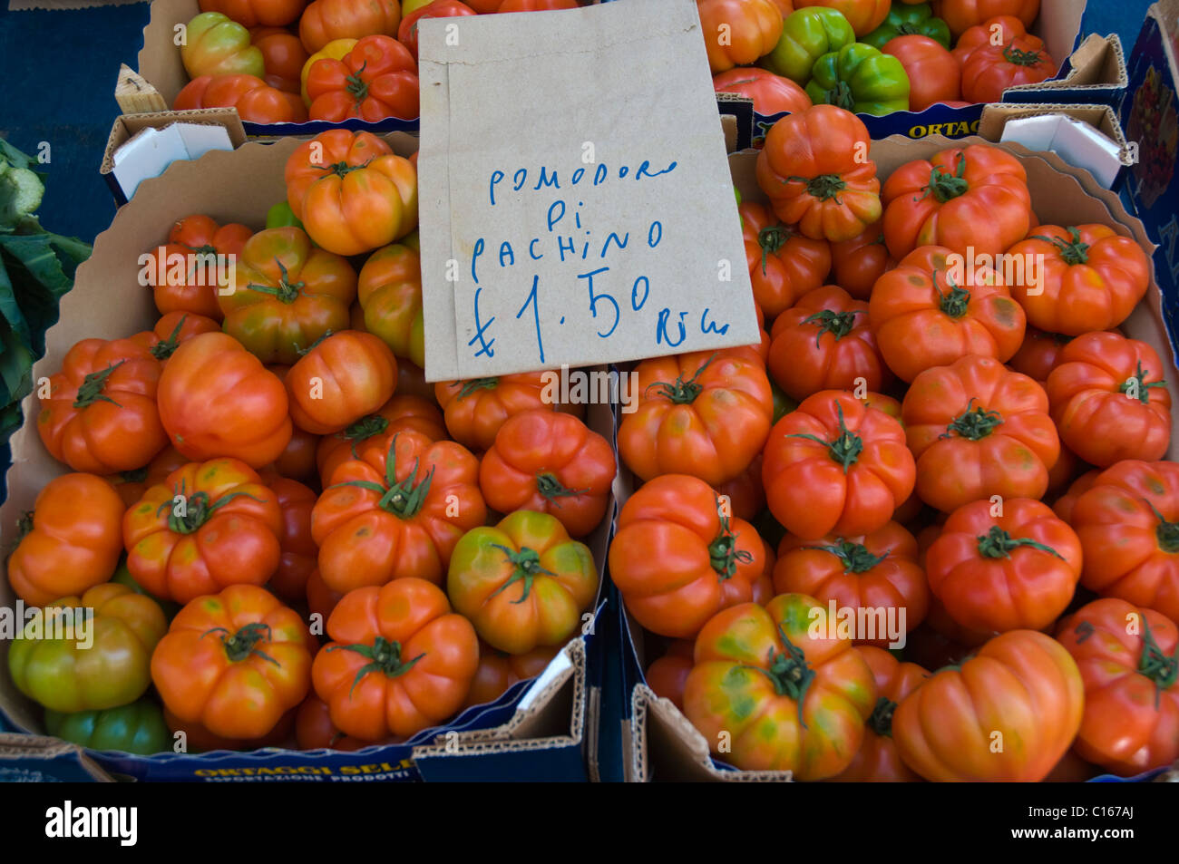 Pomodoro di Pachino Costoluto red salad tomatoes at the fresh produce ...