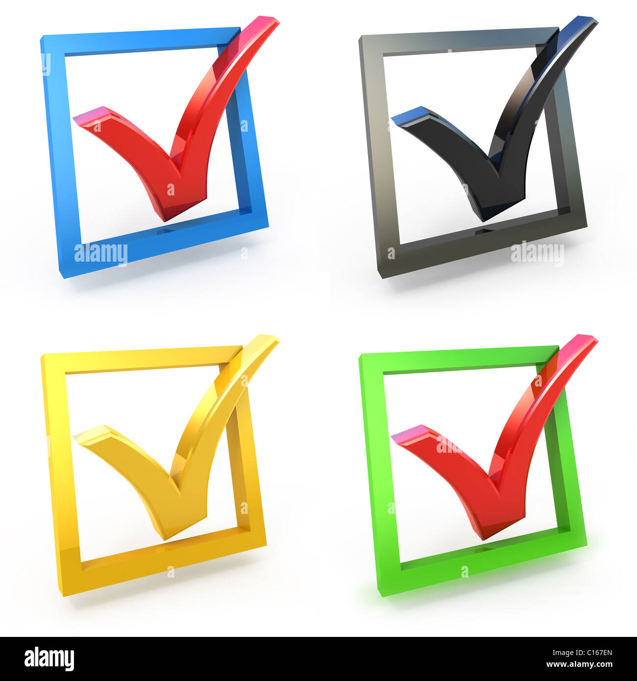 3d check box with check mark set isolated on white Stock Photo - Alamy