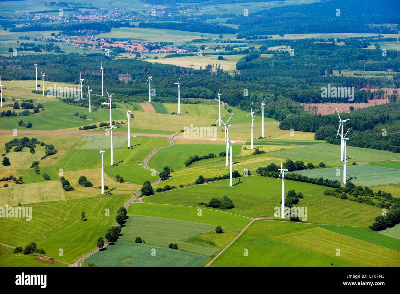 Aerial shot above wind farm hi-res stock photography and images - Alamy