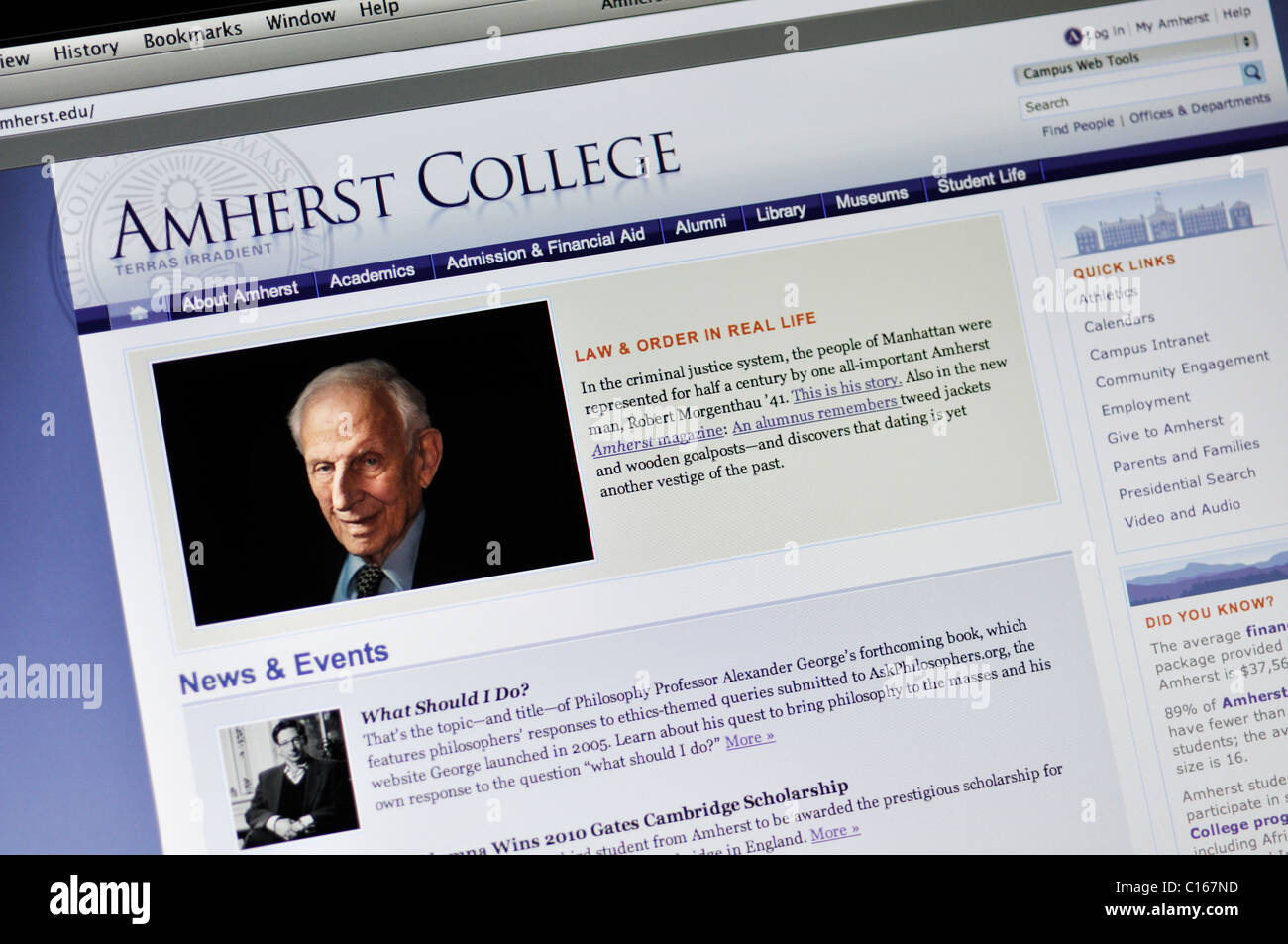 Amherst College website Stock Photo - Alamy