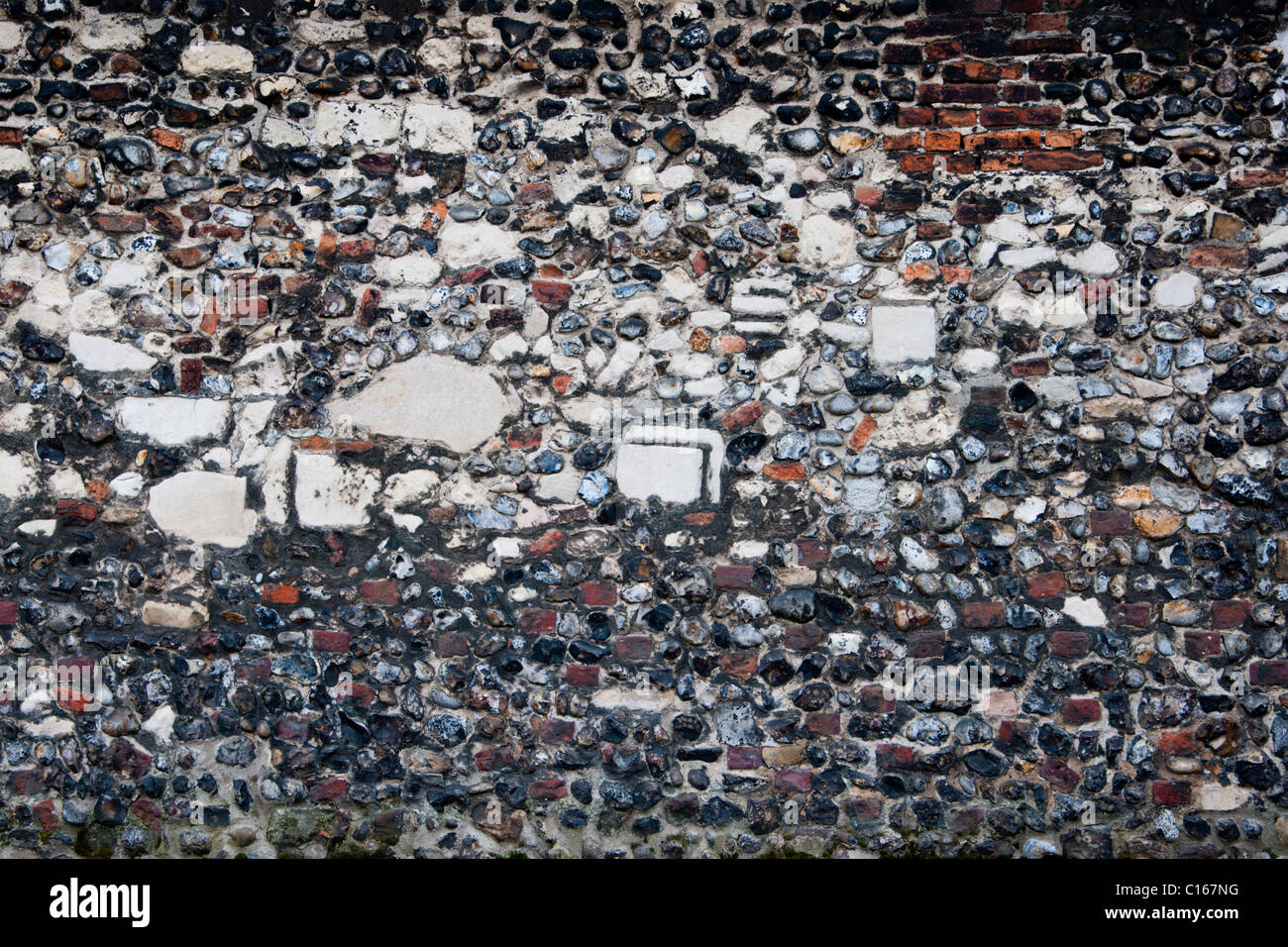 Detail of wall and Brick work flint and chalk Stock Photo - Alamy