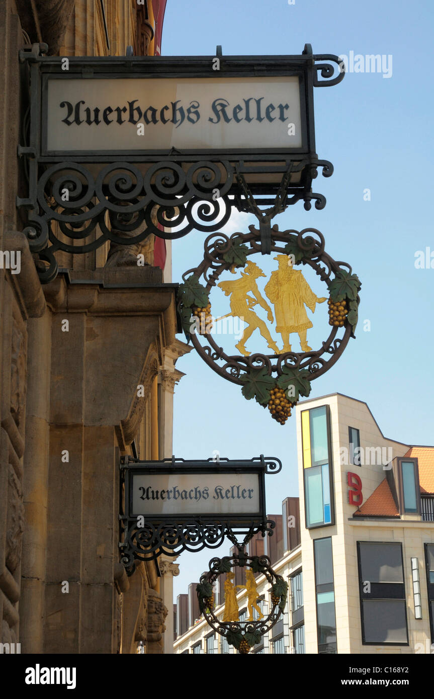 Ornamental shop sign for Auerbachs Keller, in Leipzig, Saxony, Germany ...