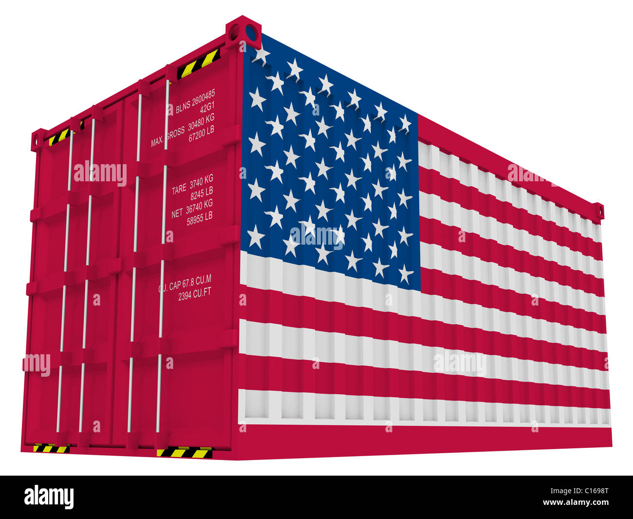 American cargo container isolated on white Stock Photo - Alamy