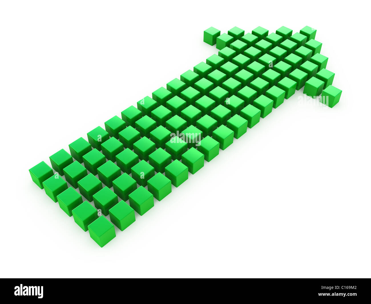 Green arrow symbol from cubes isolated on white Stock Photo - Alamy
