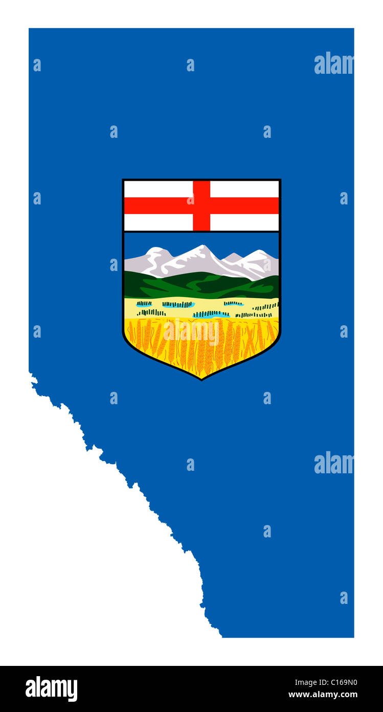 Alberta flag on province map, isolated on white background, Canada ...