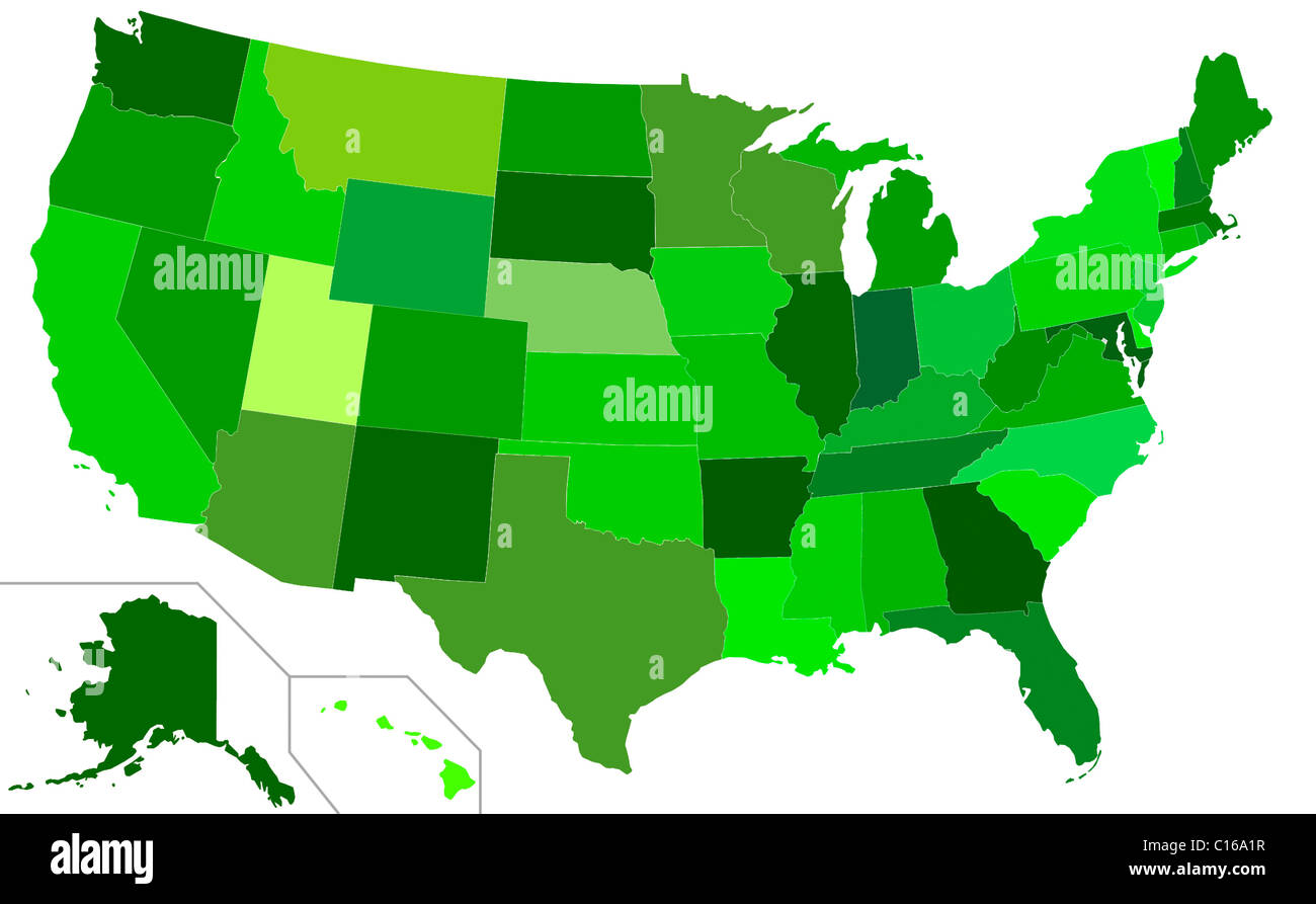 Illustration of Eco green USA map isolated on white background Stock ...