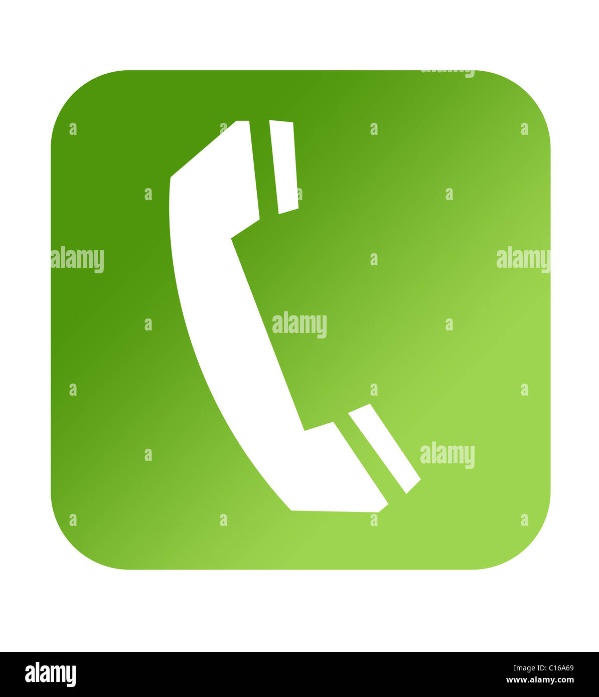 Green telephone button isolated on a white background Stock Photo - Alamy