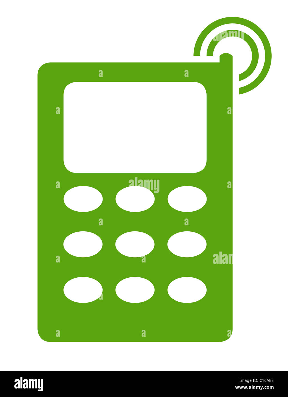 Green mobile telephone isolated on a white background Stock Photo - Alamy