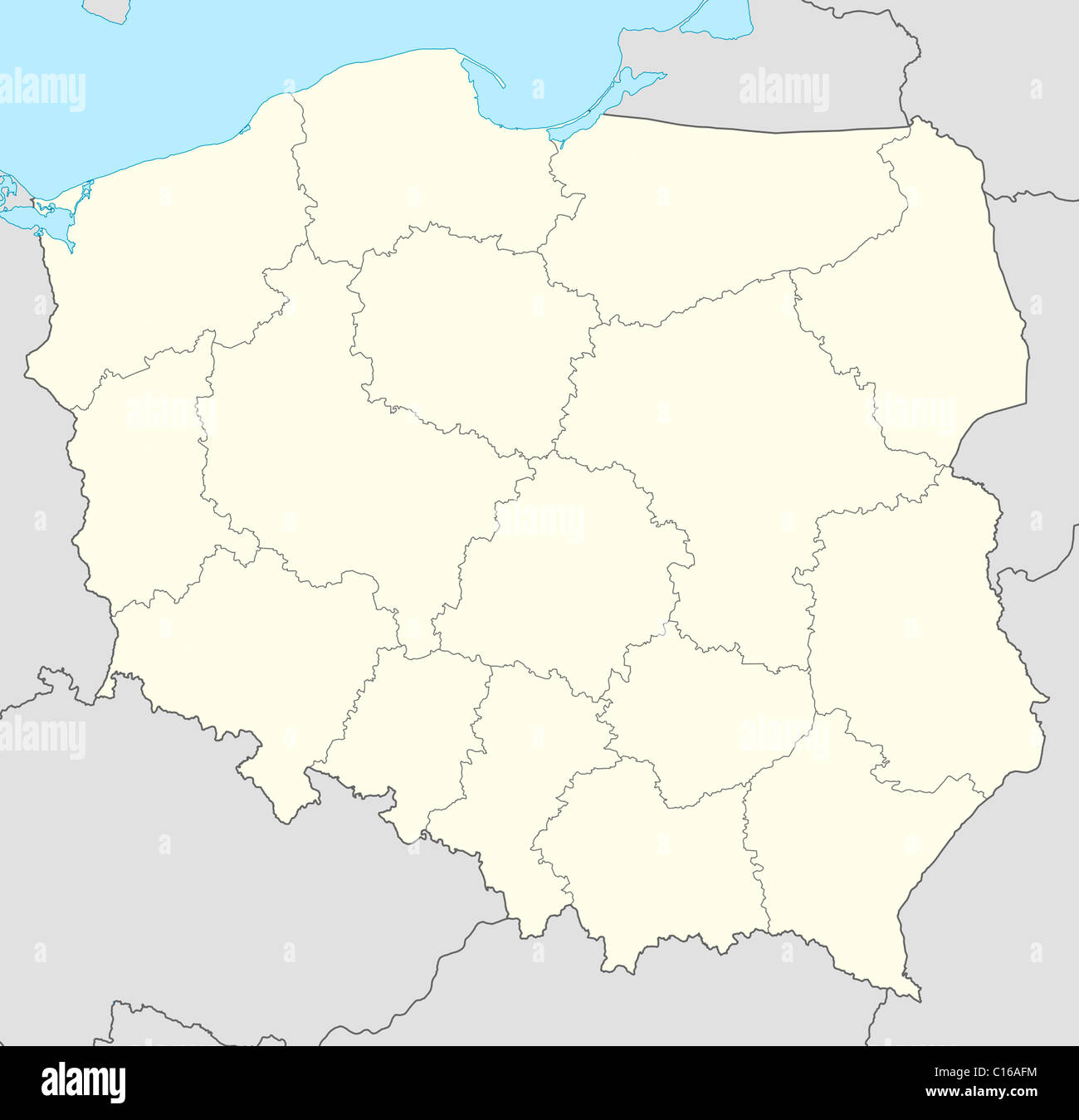 Illustrated map of the country of Poland in Europe Stock Photo - Alamy