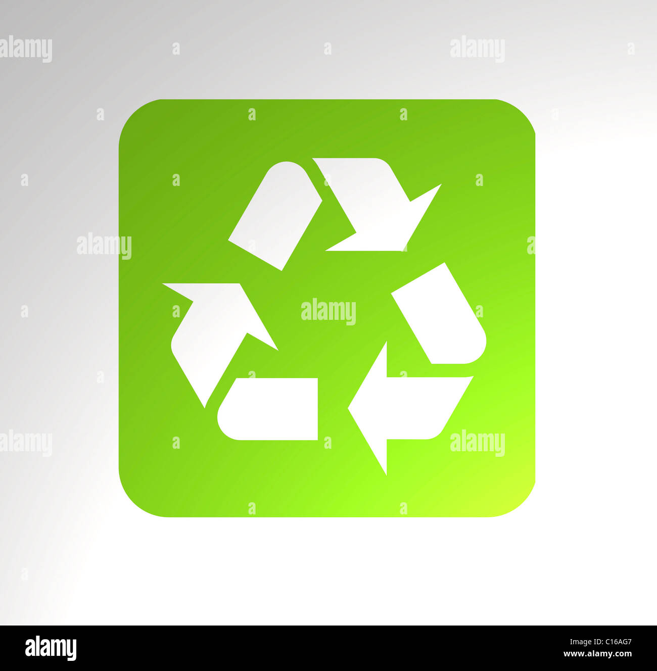 Green recycling button sign with gradient background Stock Photo - Alamy