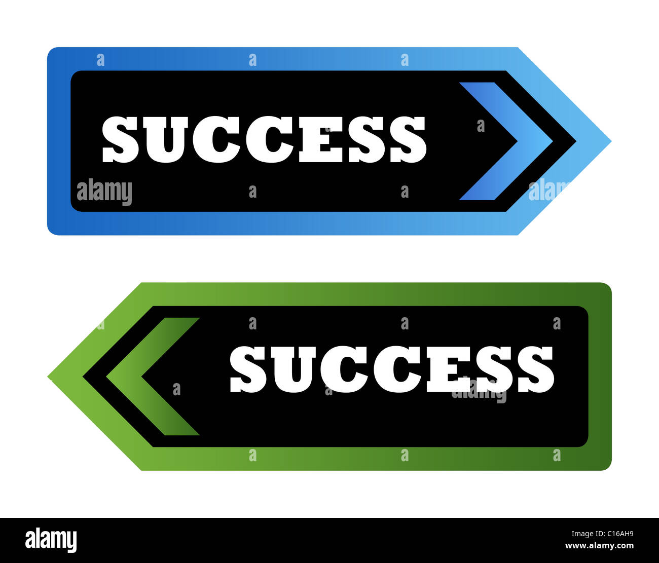 Two success directional arrow signs isolated on white background Stock ...
