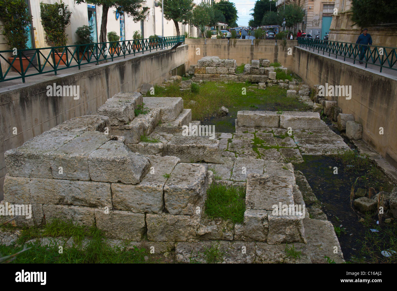 Greek fortification ruins in Ortygia island central Syracuse Sicily ...