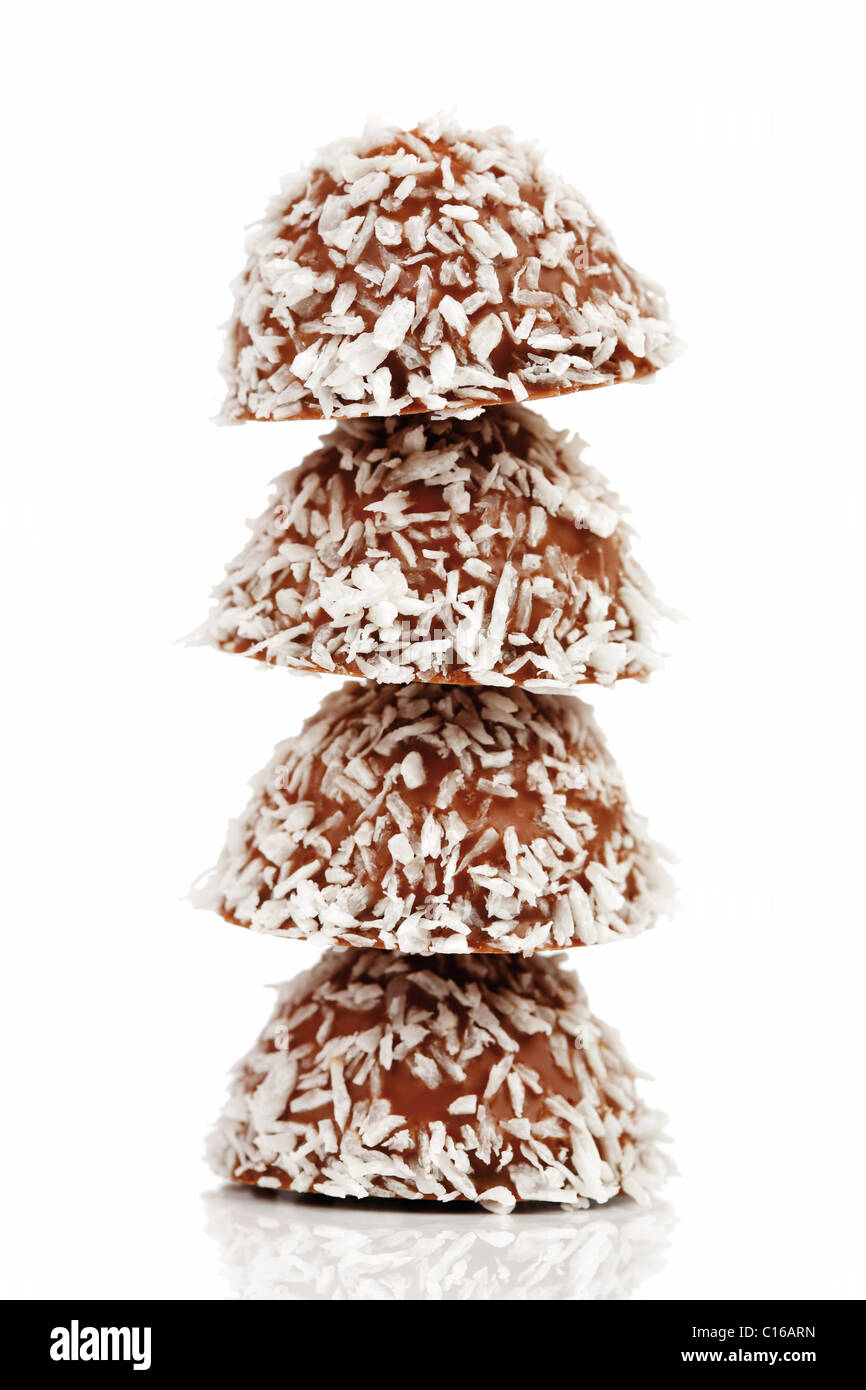Pile of coconut and chocolate-coated marshmallow treats Stock Photo - Alamy