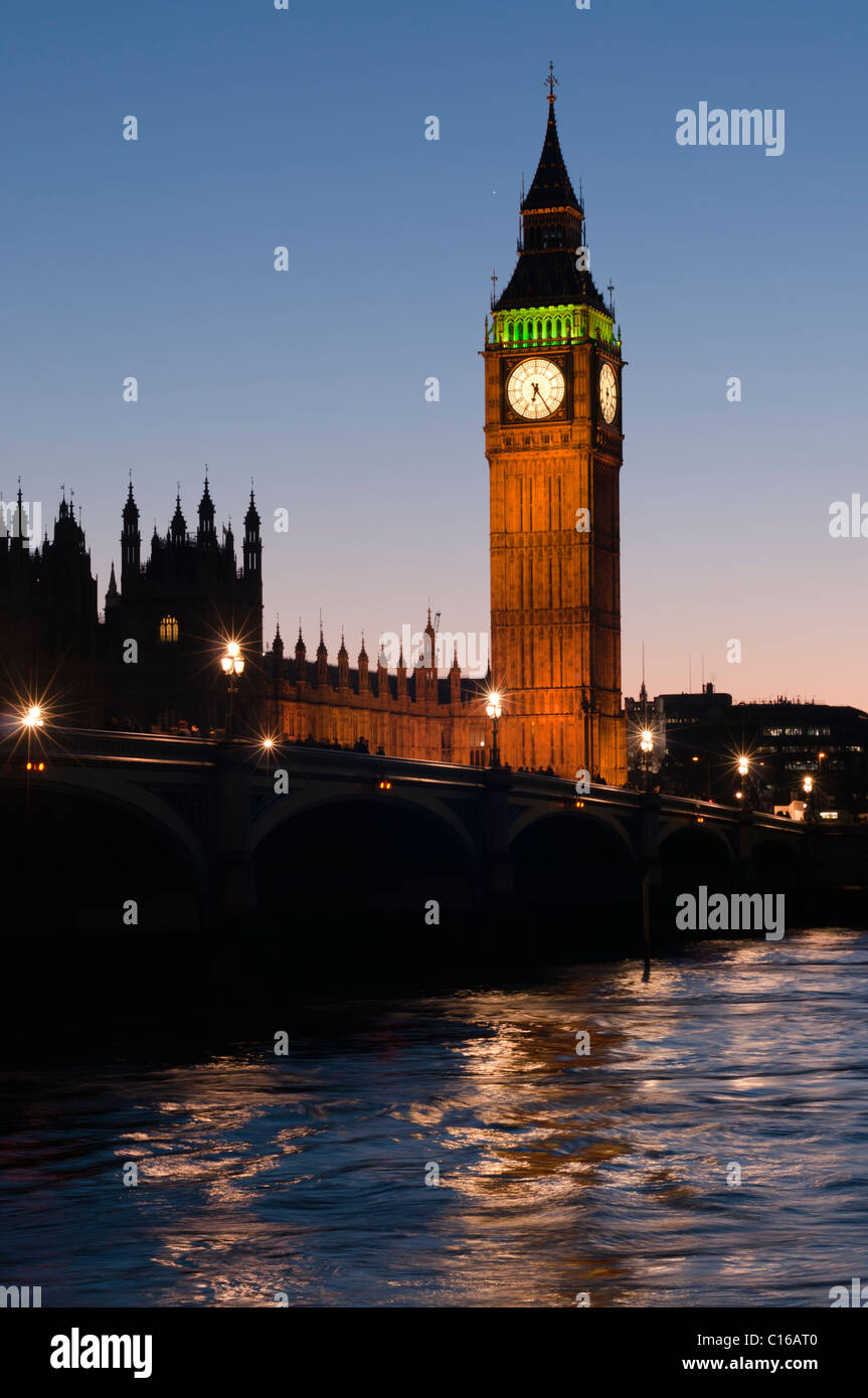 Big Ben clock tower during evening twilight, London,England Stock Photo ...