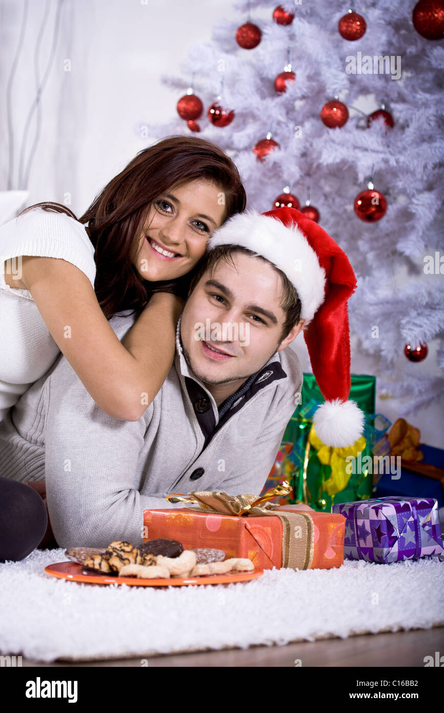 xmas portrait of a couple Stock Photo - Alamy
