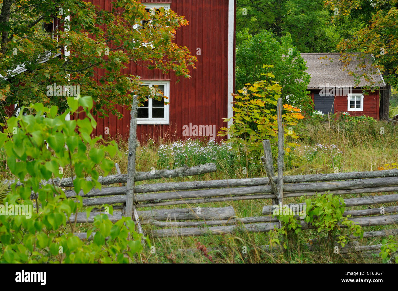 Main entrance on old farmstead building, Smaland Sweden Stock Photo - Alamy