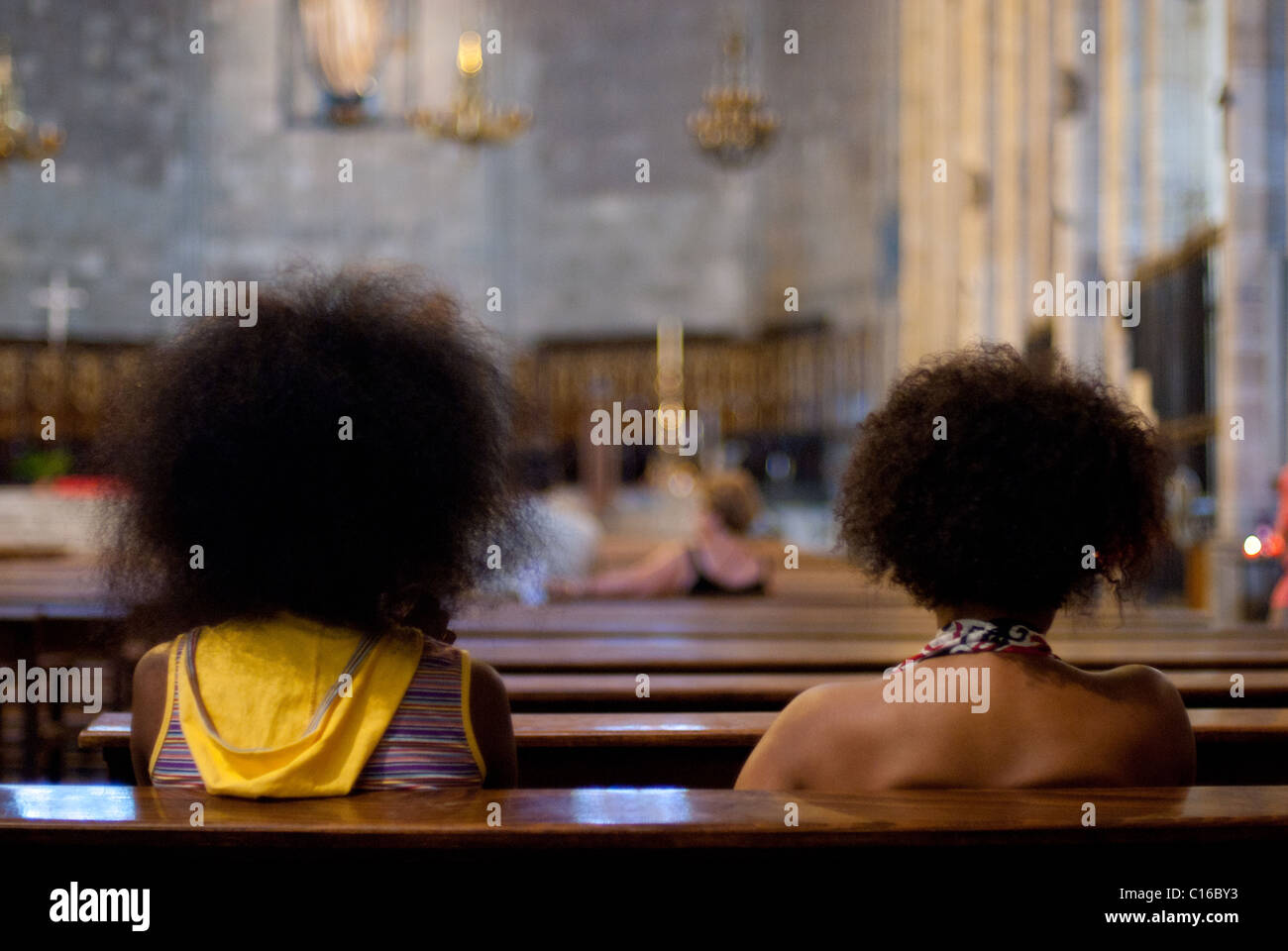 Girls at Church, Barcelona Stock Photo - Alamy