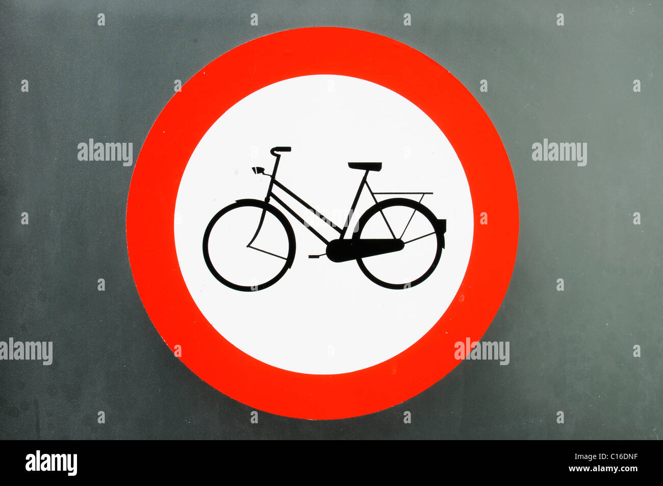 Prohibition sign, riding bikes not allowed, Amsterdam, Holland ...