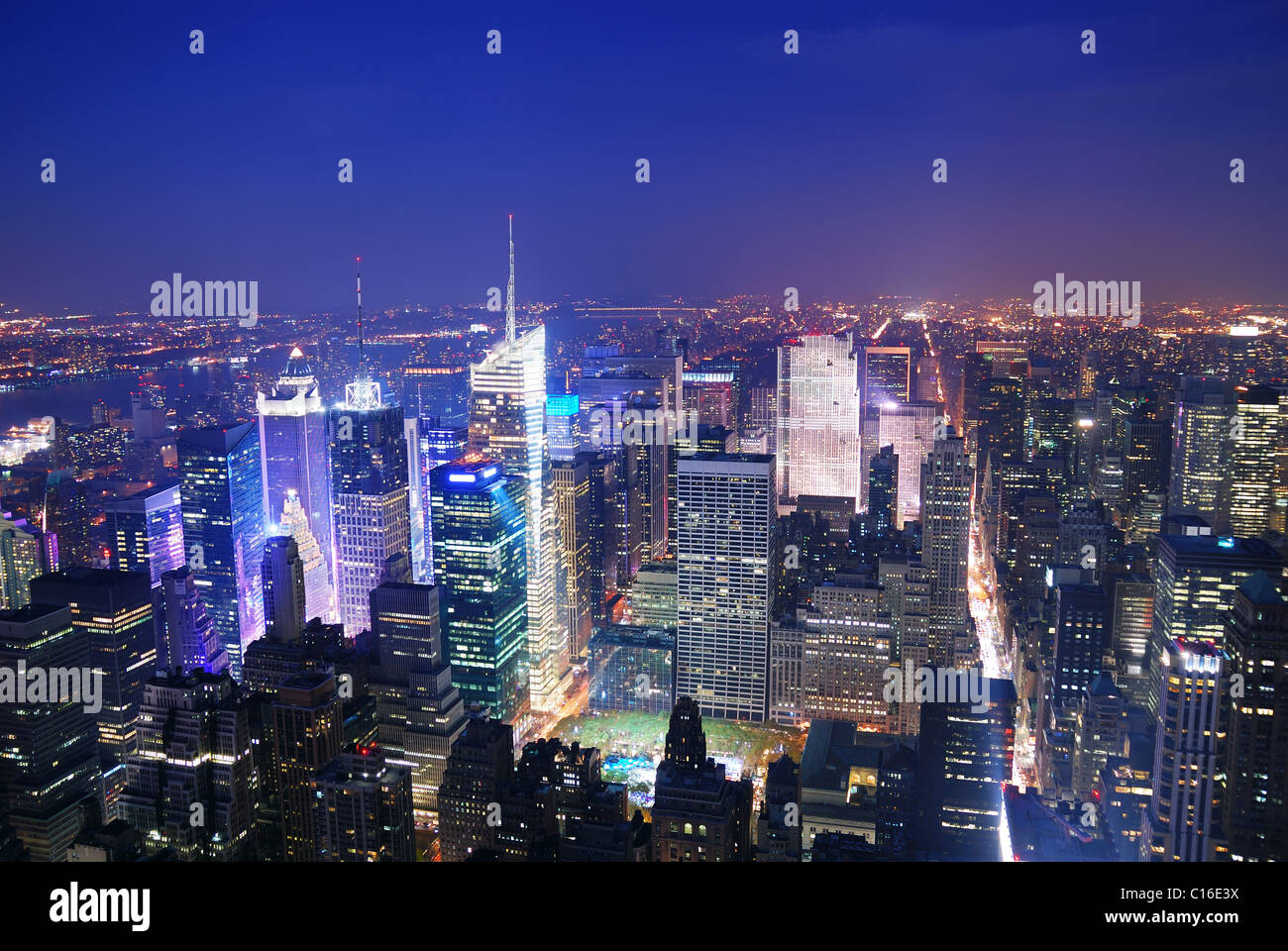New York City Manhattan Times Square skyline aerial view panorama at ...