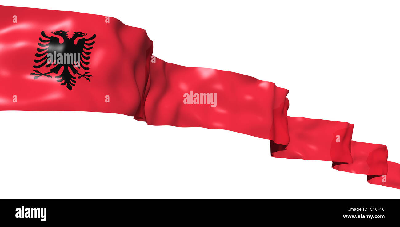 Albania flag ribbon high in the sky. 3d concept illustration Stock ...
