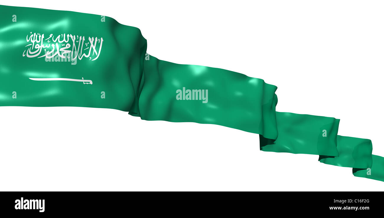 Saudi Arabia ribbon flag isolated on white Stock Photo - Alamy