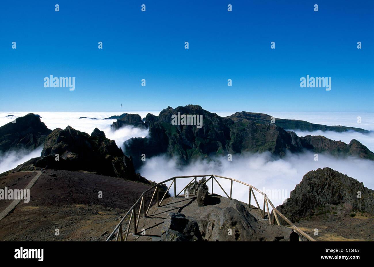 View of Mount Pico do Arieiro from Mount Miradouro do Juncal, Madeira ...