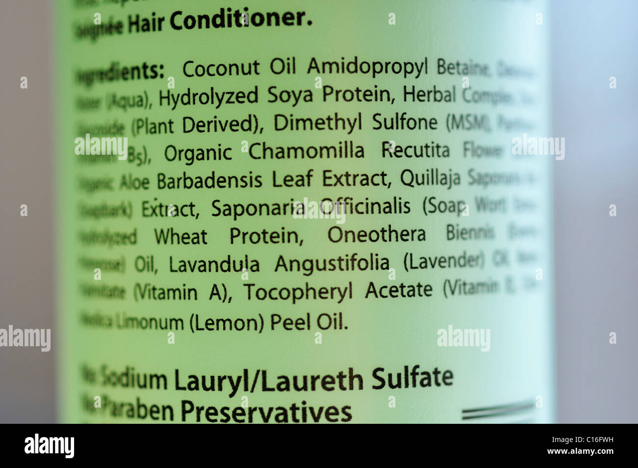 All-natural hair conditioner ingredient information Stock Photo - Alamy
