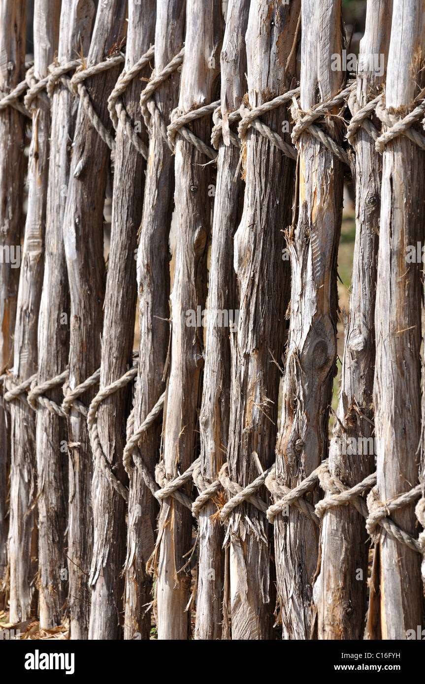 Countryside fence made of sticks woven together Stock Photo - Alamy