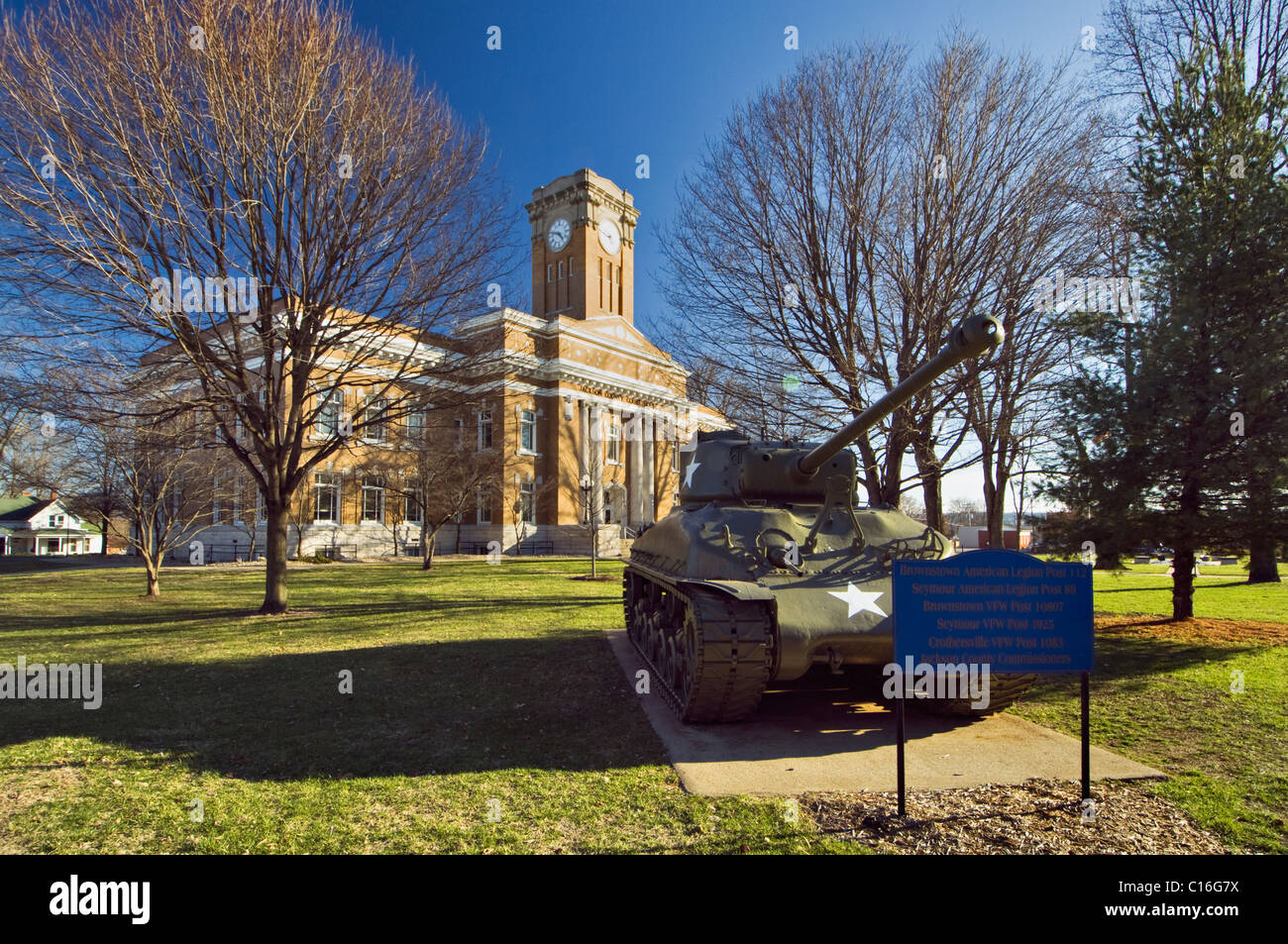 Jackson County Courthouse on the Square in Brownstown, Indiana Stock ...