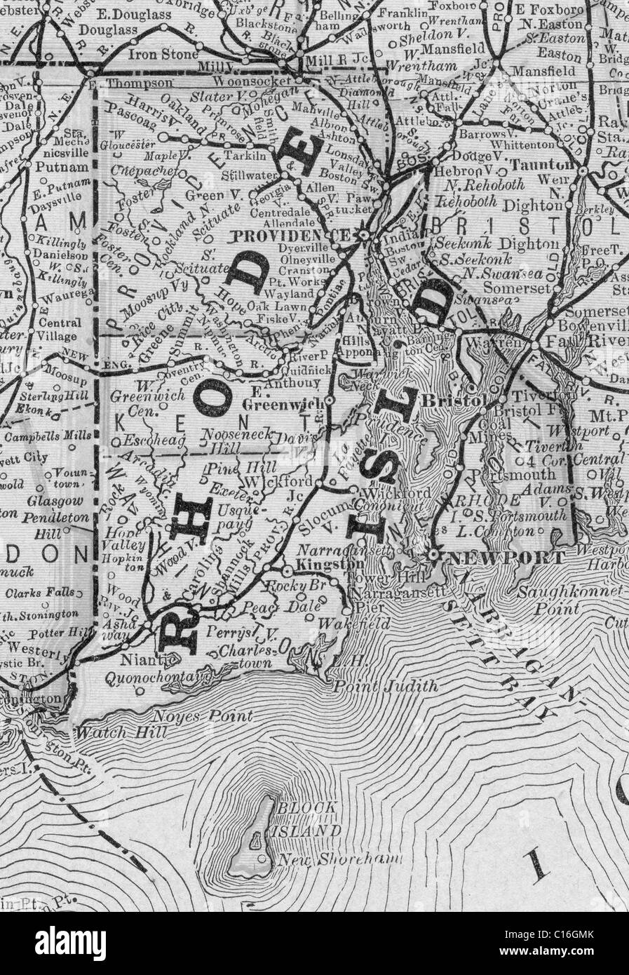 Rhode island map Black and White Stock Photos & Images - Alamy