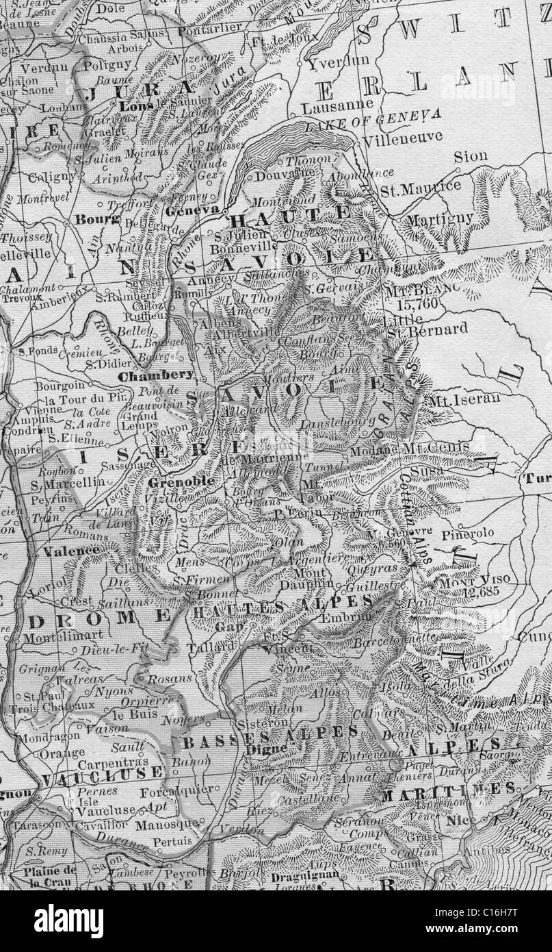 Vintage map the alps hi-res stock photography and images - Alamy