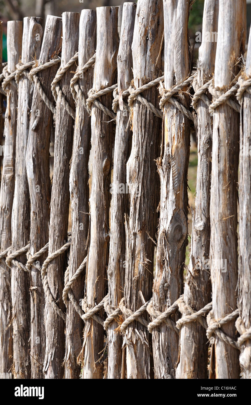 Countryside fence made of sticks woven together Stock Photo - Alamy