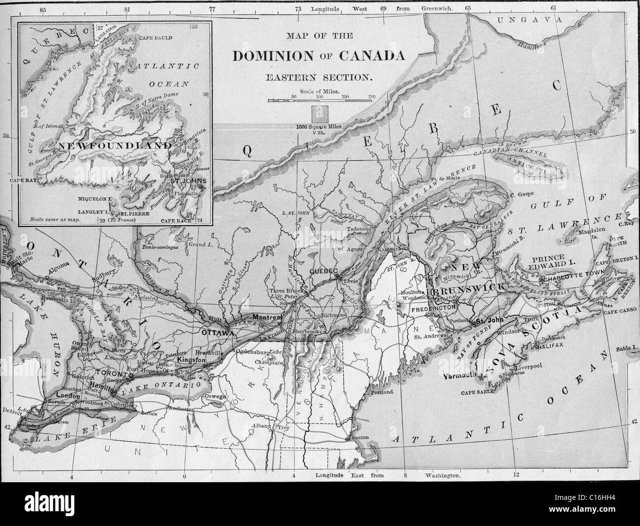 Old map of Canada from original geography textbook, 1903 Stock Photo ...
