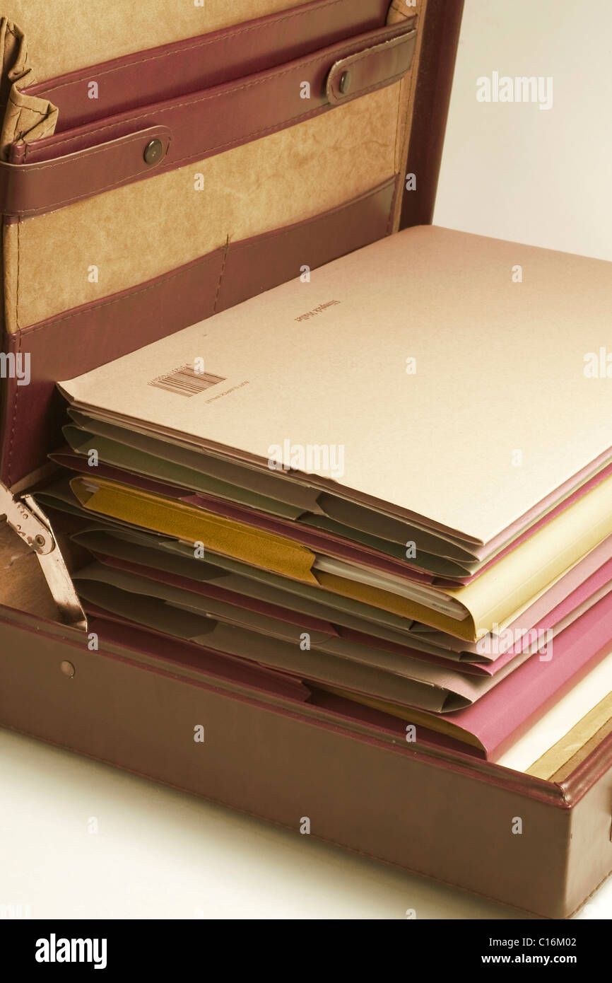 Files in suitcase Stock Photo - Alamy