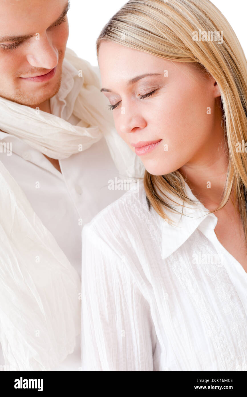Couple in love - romantic, wear white clothes Stock Photo - Alamy