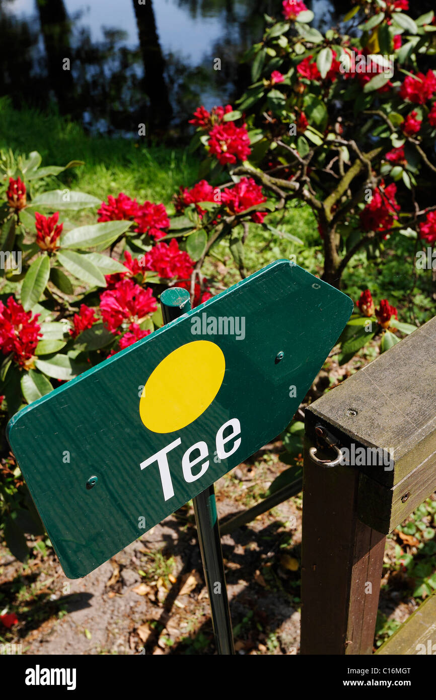 A guide post reading "tea" at a golf course, Germany, Europe Stock ...