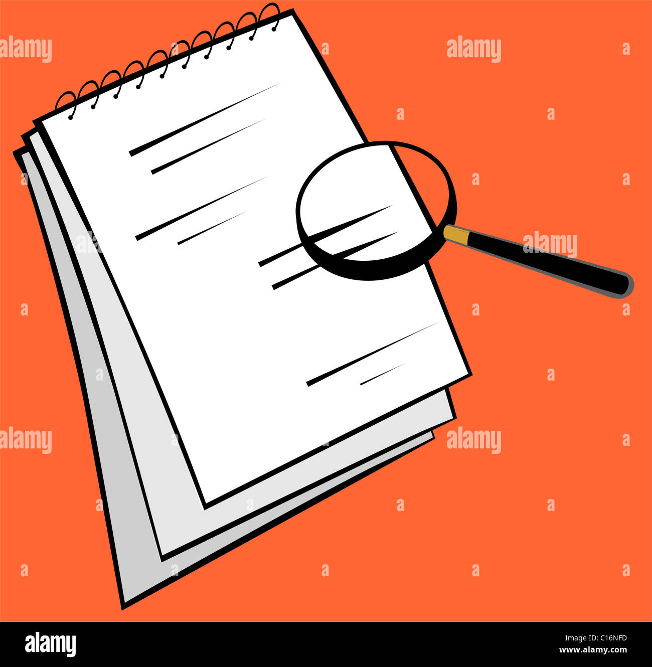 magnifying glass and document Stock Photo - Alamy