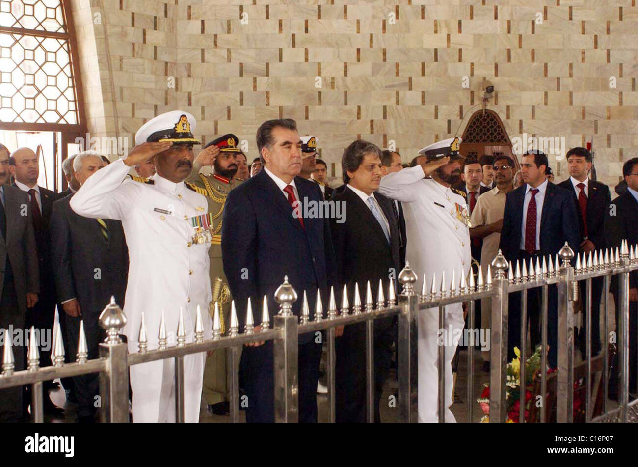 Tajikistan President, Emomali Rahmon stands in the respect of Father of ...