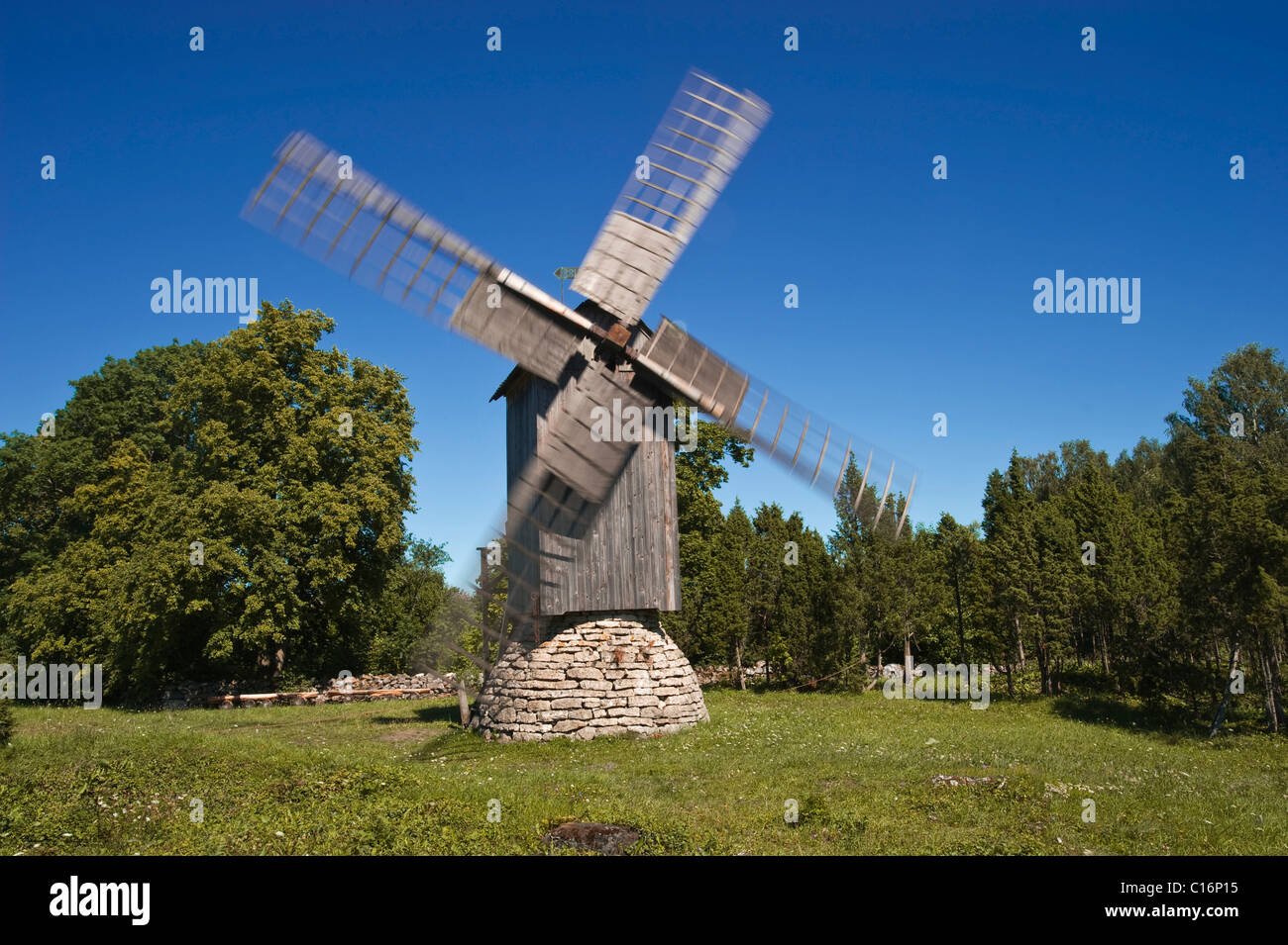 Eemu post mill, windmill, Muhu, island in Baltic Sea, Estonia, Baltic ...