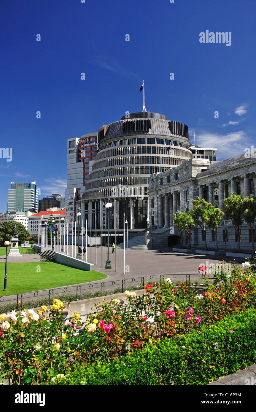 New Zealand Government 'Beehive' and Parliament Building. Lambton Quay ...