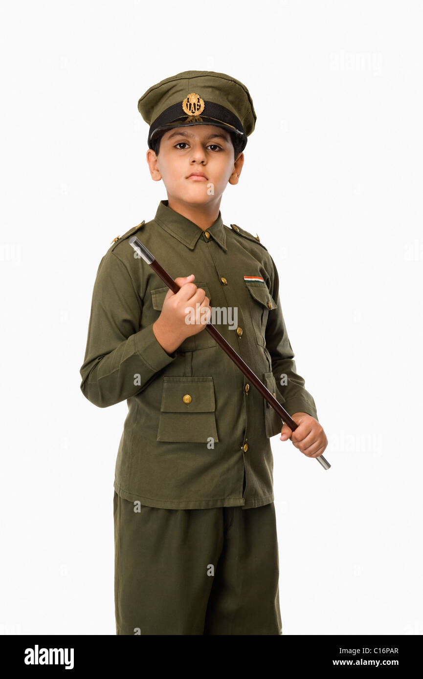 Portrait of a boy in police uniform Stock Photo - Alamy