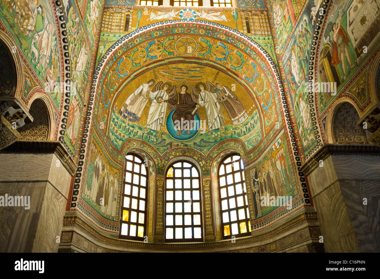 San Vitale Basilica with with mosaic frescoes, Ravenna, Emilia Romagna ...
