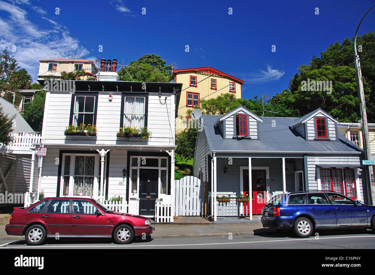 Wooden colonial houses, Tinakori Road, Thorndon, Wellington, Wellington ...