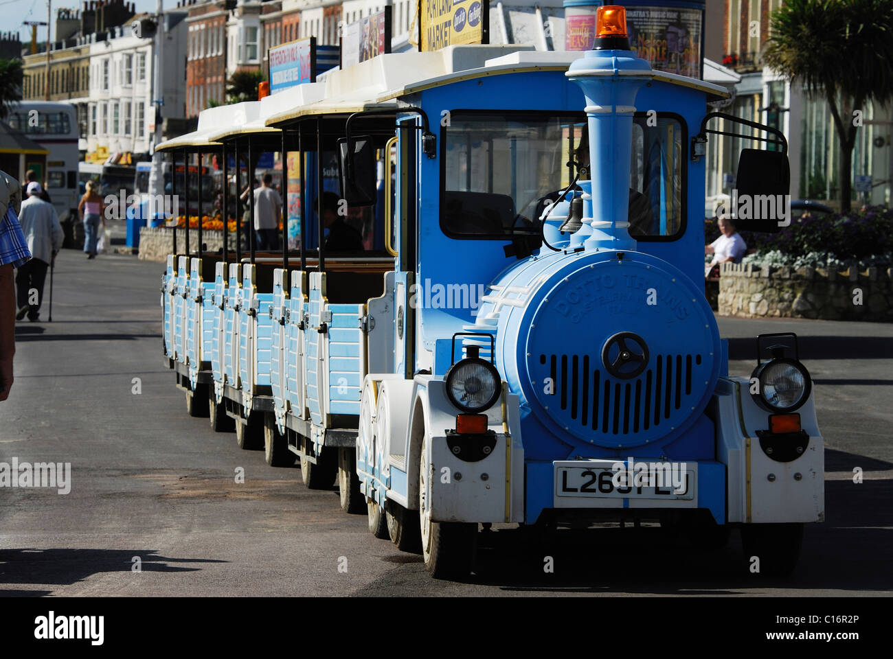 The little blue train on Weymouth seafront. Dorset, UK 2008 Stock Photo ...
